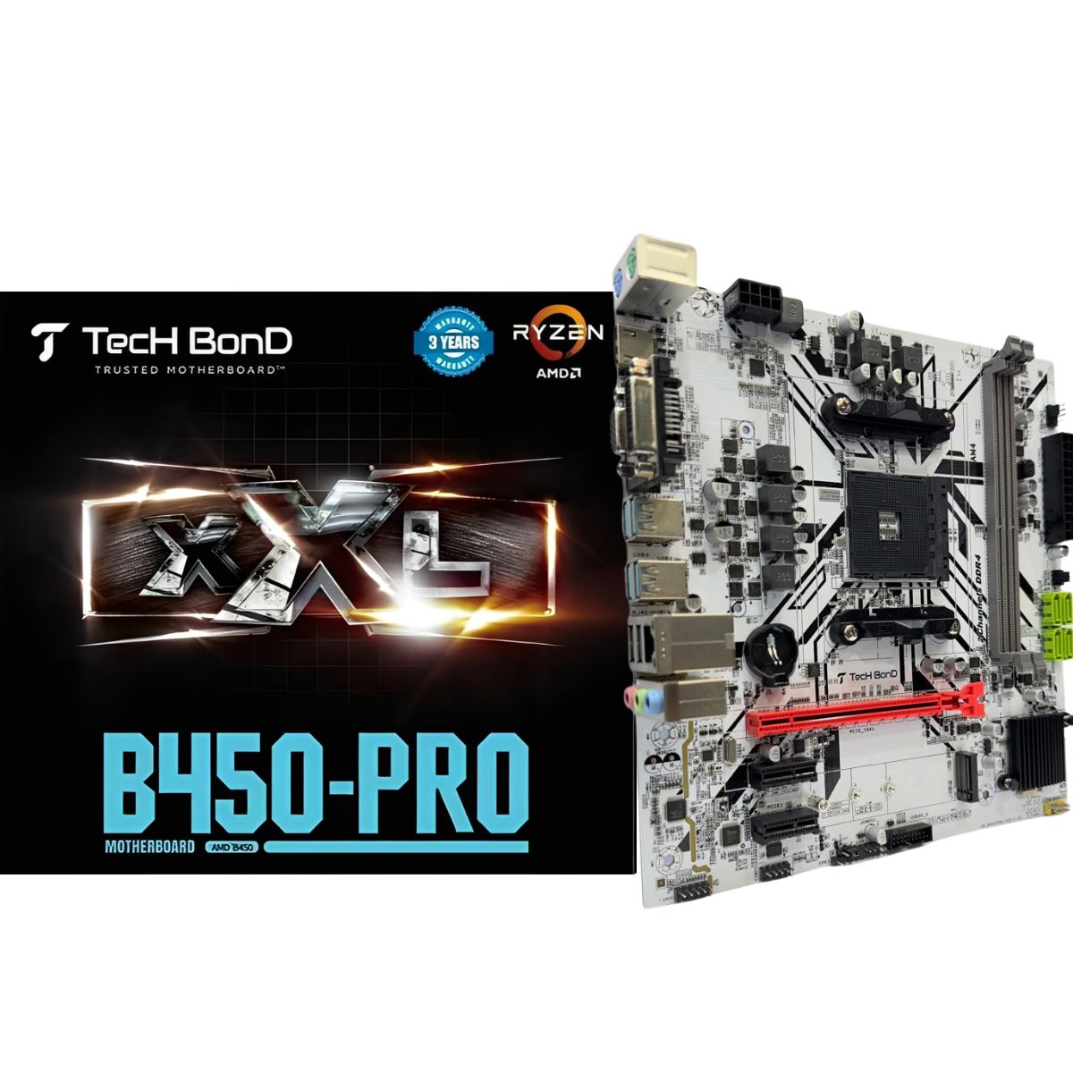 TecH BonD B450-PRO (White) AM4 AMD Micro-ATX Motherboard | Rose Tech ...